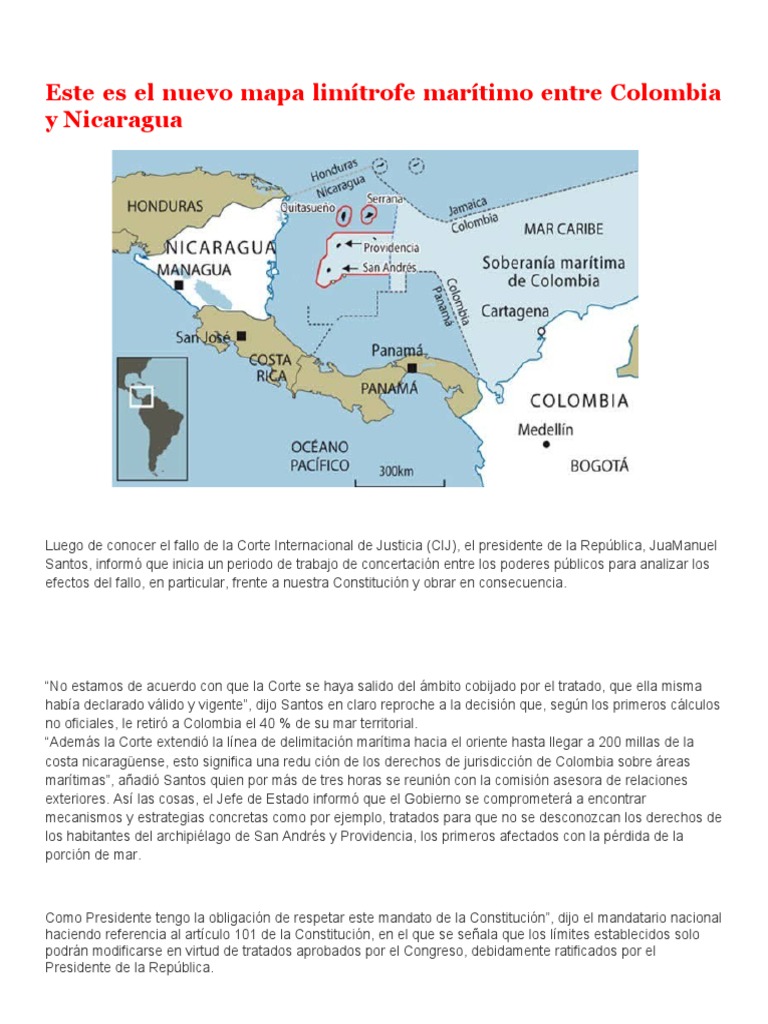 Mapa Limítrofe Marítimo Entre Colombia y Nicaragua | PDF | Colombia ...