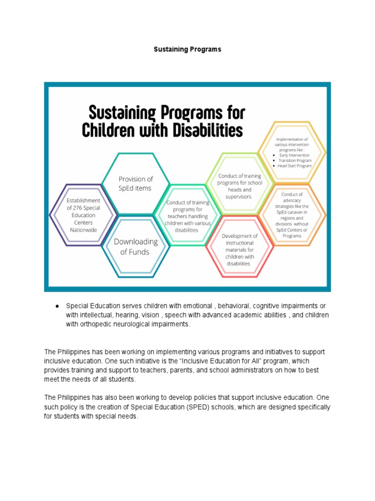 Sustaining Programs of Special Education | PDF | Special Education ...