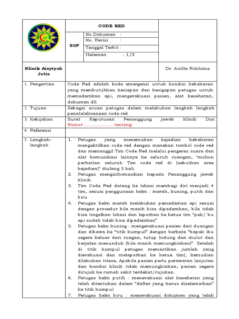 Sop Code Red | PDF