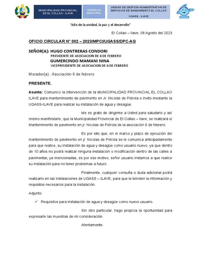 Oficio Circular | PDF