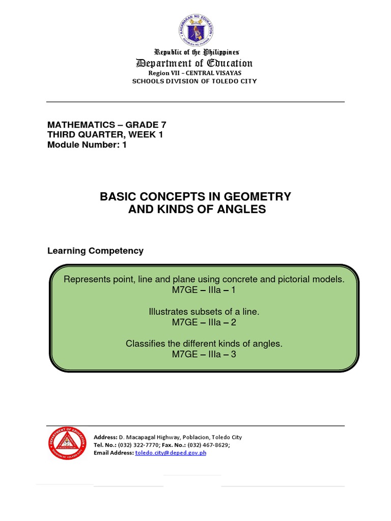 Math7 - q3 - wk1 - Mod1 - Basic Concepts in Geometry and Kinds of ...