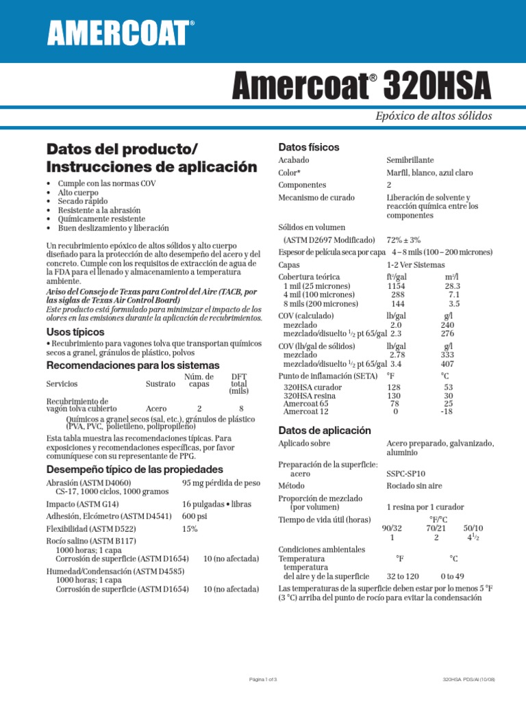 Amercoat 320 Hsa | PDF | Revestimiento | Abrasivo