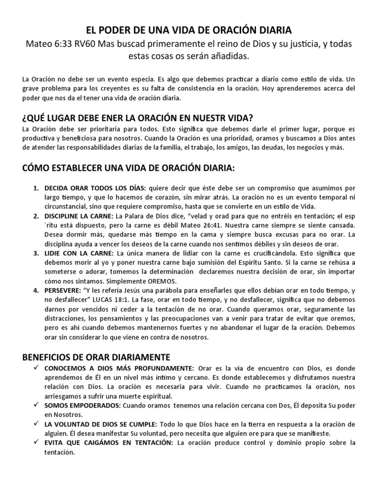 El Poder de Una Vida de Oración Diaria | Descargar gratis PDF | Oración