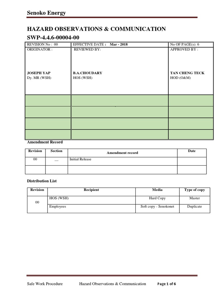 Hi Form SWP | PDF | Hazards | Risk Hi Form SWP | PDF | Hazards | Risk