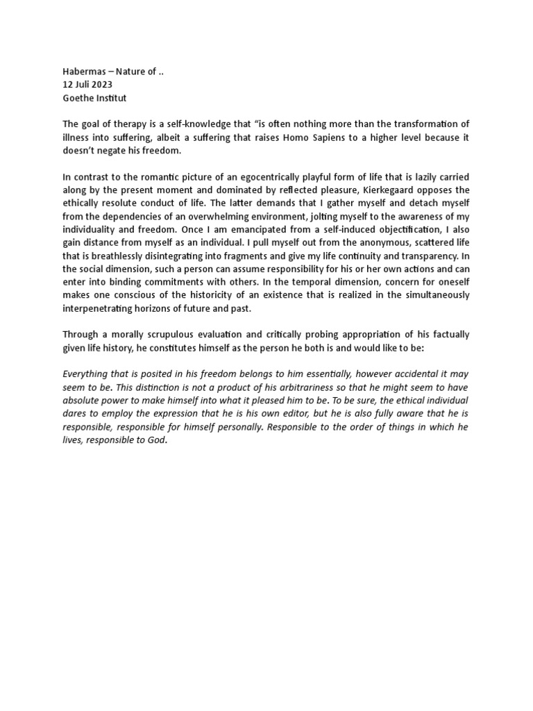 Habermas - The Future of Human Nature | PDF