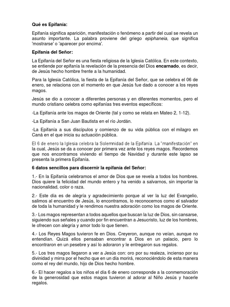 Qué Es Epifanía | PDF | Navidad | Reyes Magos