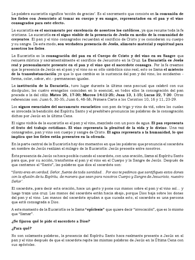 Eucaristía | Descargar gratis PDF | eucaristía | Creencia religiosa y doctrina