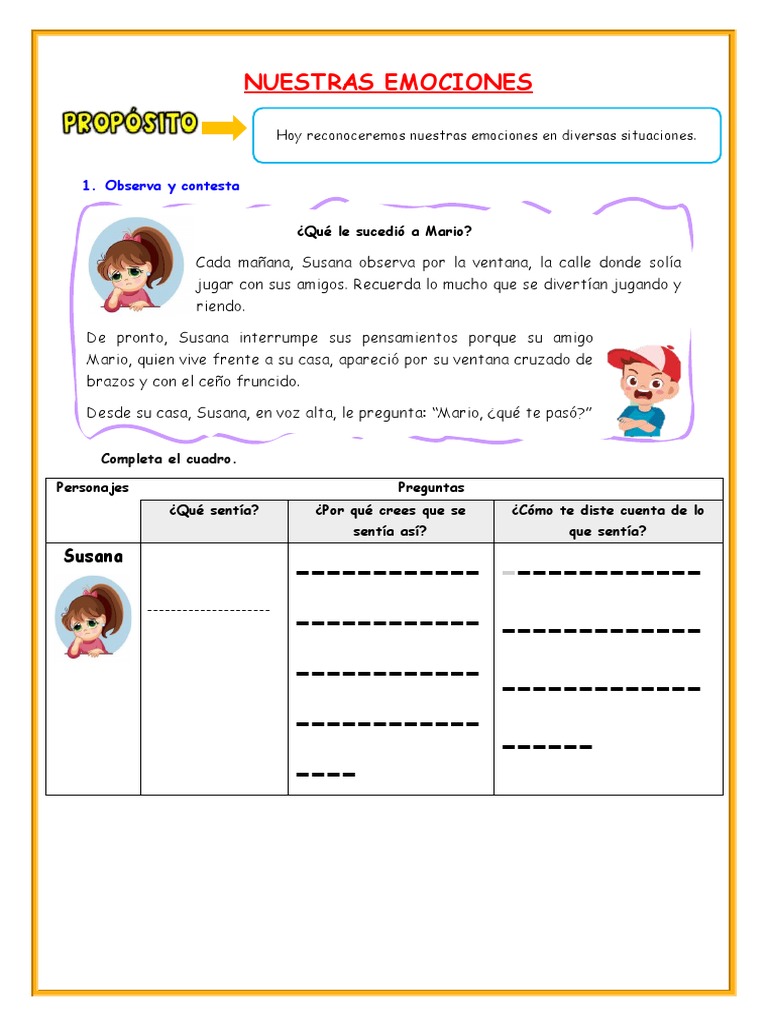 Ficha Ps Nuestras Emociones Pdf Las Emociones