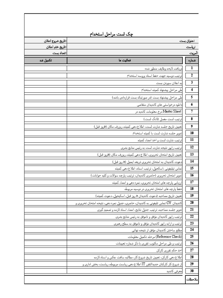 NPA-HR-011 (Recruitment Chick List) | PDF NPA-HR-011 (Recruitment Chick List) | PDF