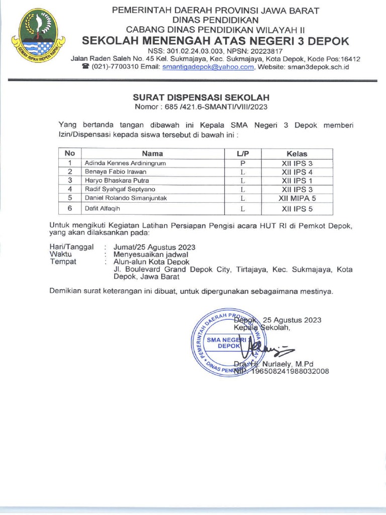 Surat Dispen | PDF