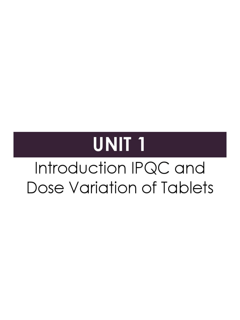 Tablet IPQC & Dose Variation Guide | PDF | Tablet (Pharmacy ...