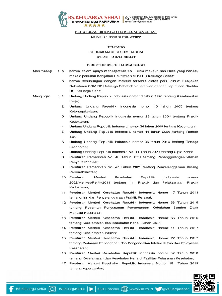 Kebijakan Rekrutmen SDM | PDF