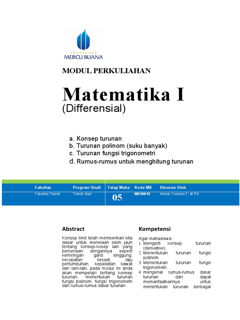 Modul-5. MTK I Differensial | PDF | Metode & Bahan Ajar