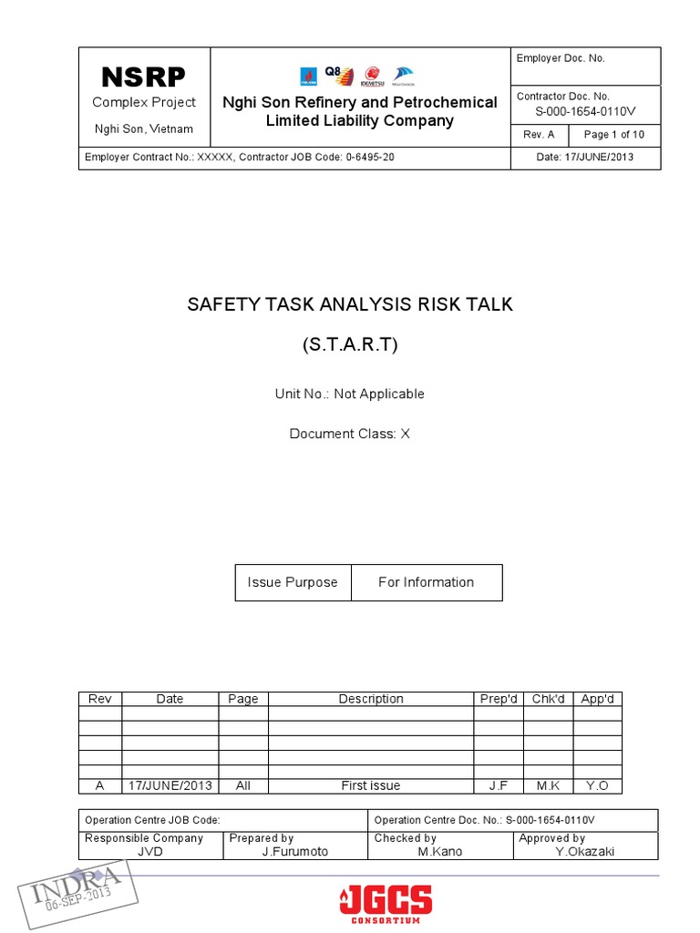 S-000-1654-0110v - A - 0010 Safety Task Analysis Risk Talk | PDF ...