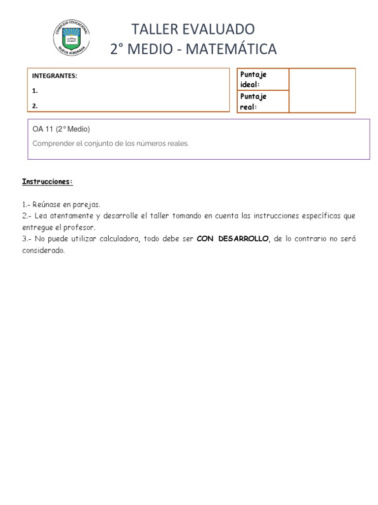 Taller Evaluado 2 Medio | PDF