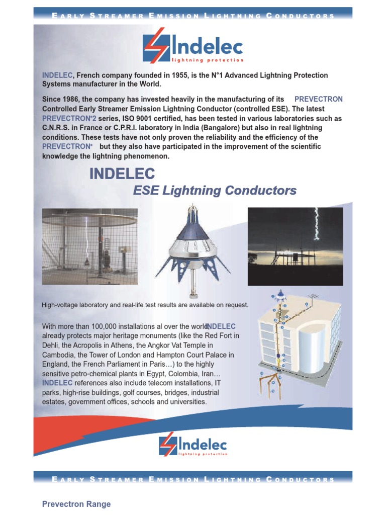 INDELEC Prevectron 1 Page Brochure | PDF | Lightning | Physical Quantities