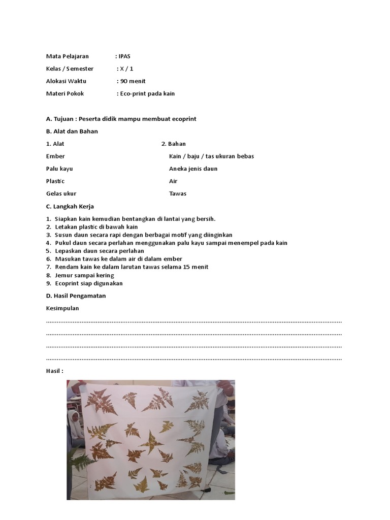 LKPD Ecoprint Kain | PDF