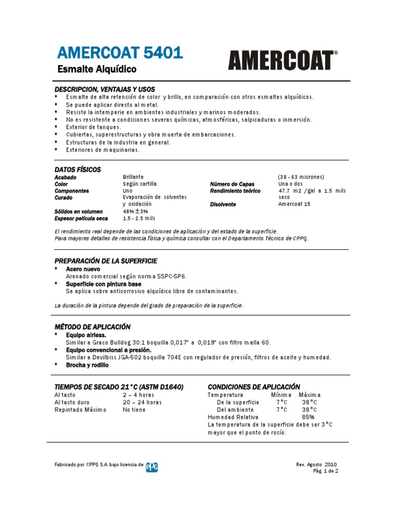 Amercoat 5401 | PDF | Pintar | Solvente