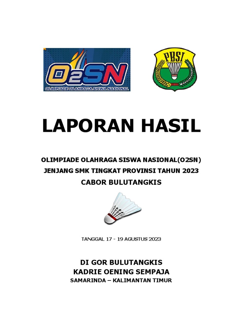 Laporan Hasil O2sn Jenjang SMK Cabor Bulutangkis Tingkat Provinsi ...