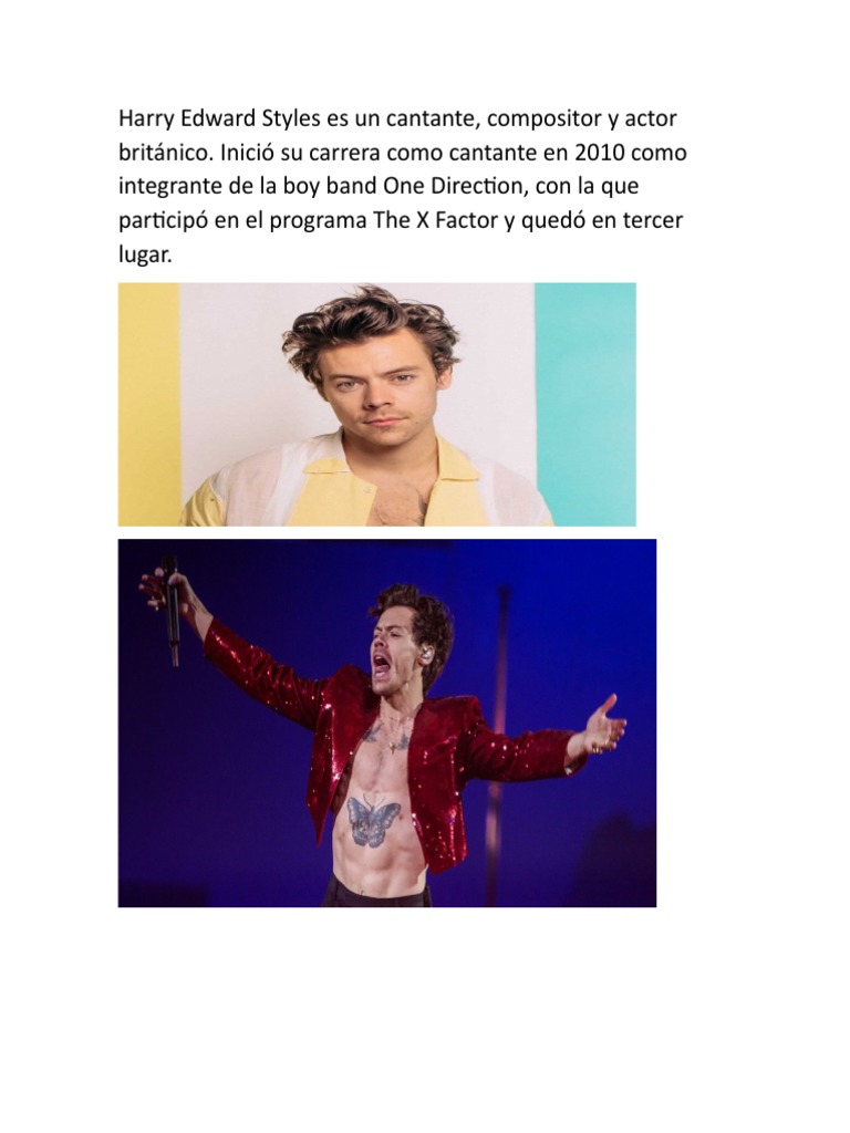 Harry Edward Styles: Carrera y Logros | PDF