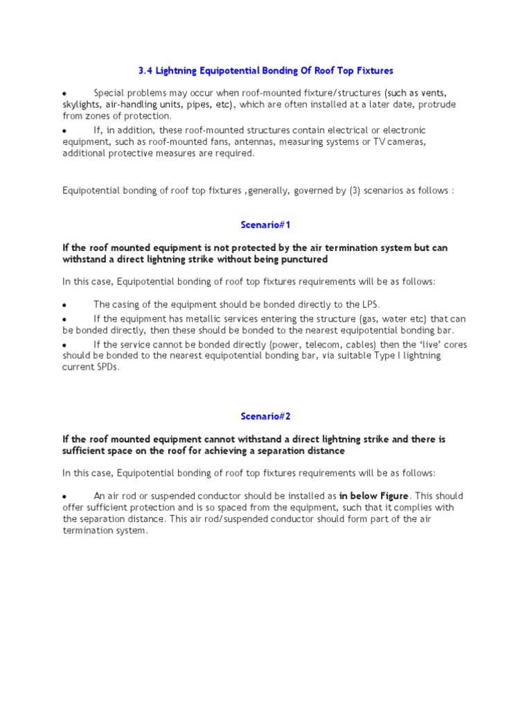 Lightning Equipotential Bonding of Roof Top Fixtures | PDF | Lightning ...