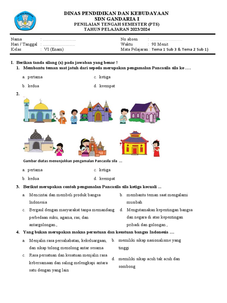 Soal Uts Tematik Kelas 6 Tema 1.3 Dan 2.1 | PDF | Seni & Disiplin Bahasa | Fiksi Umum