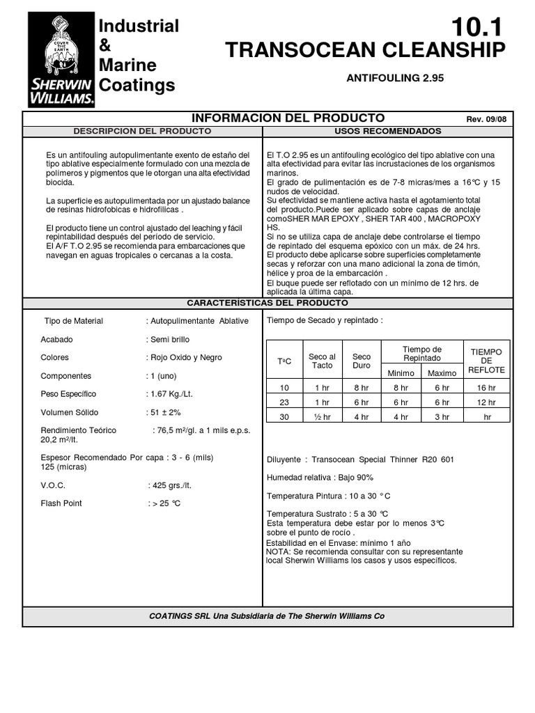 Transocean Cleanship 295 | PDF | Química