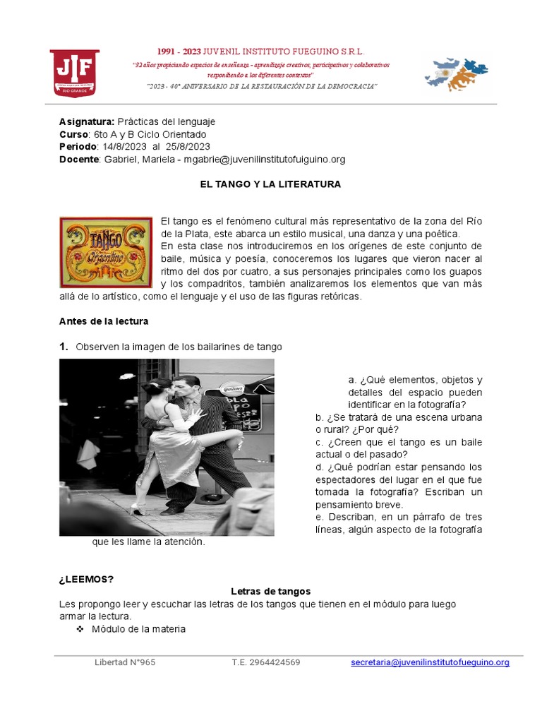 Tango y Literatura en Prácticas del Lenguaje | PDF | Musica Tango | Bailes