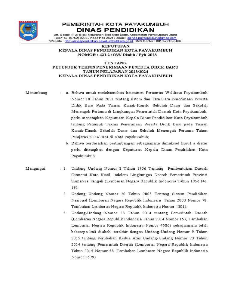 SK Juknis PPDB 2023 Ok | PDF