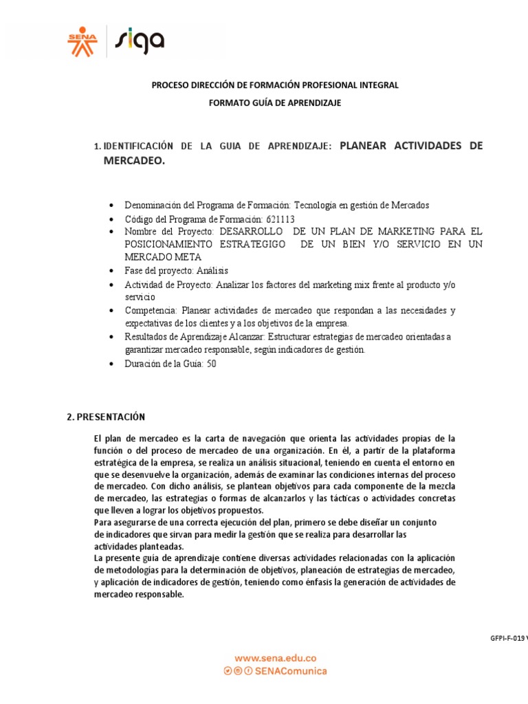 Gfpi-F-019 - Guia - de - Aprendizaje V3.estructurar Estrateg. de Mercadeo | PDF | Marketing ...
