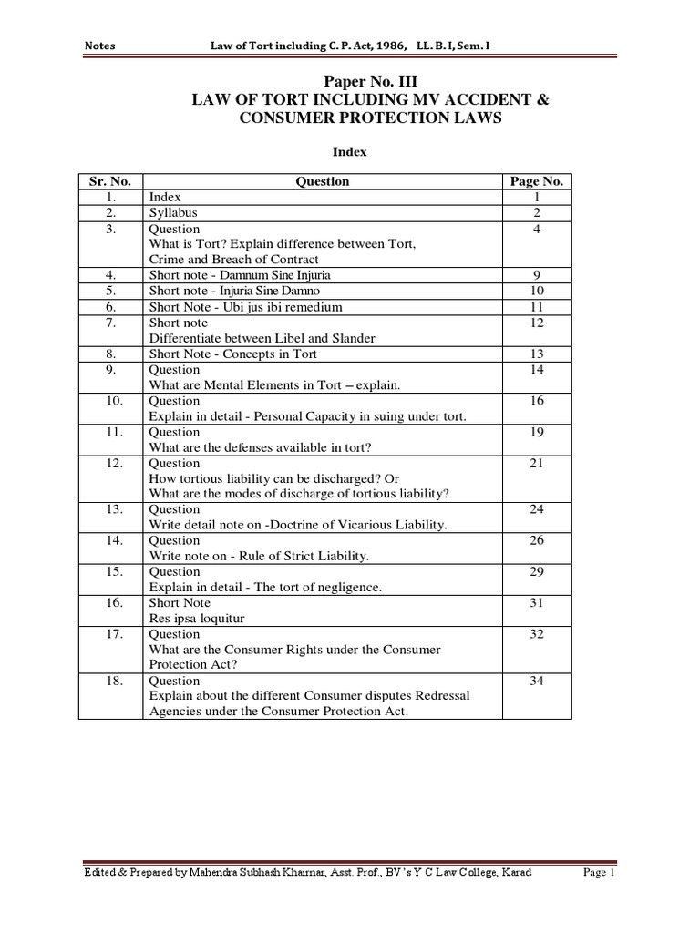 Law of Tort | PDF | Tort | Defamation