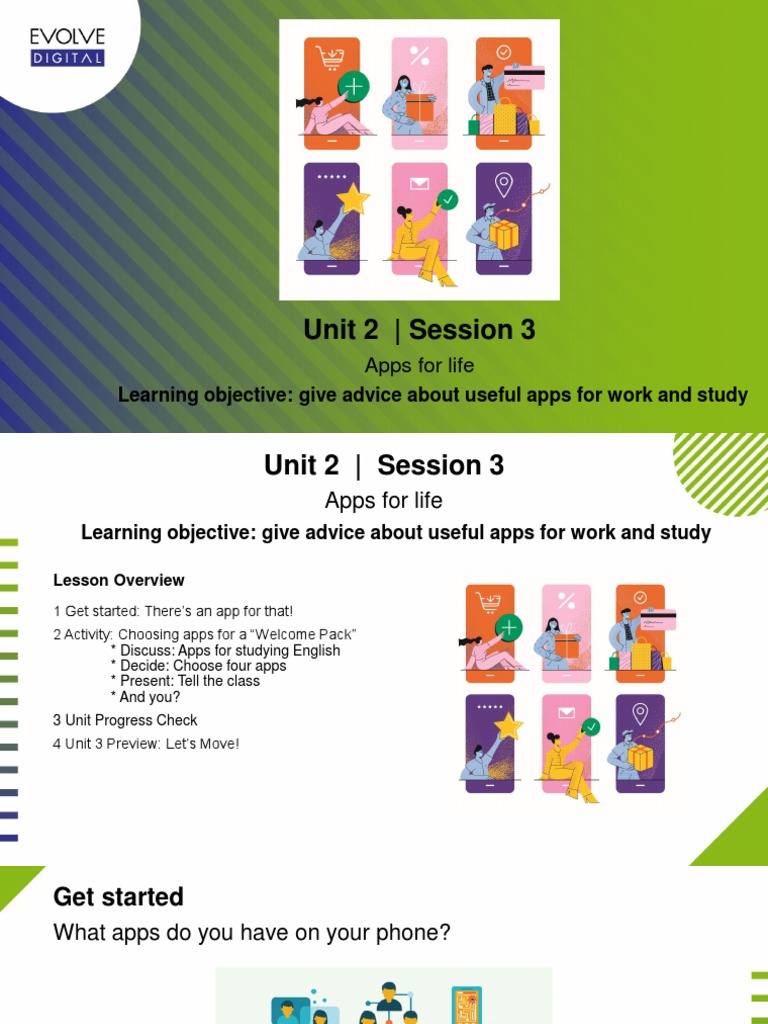 Unit 2 - Session 3: Learning Objective: Give Advice About Useful Apps For Work and Study | PDF