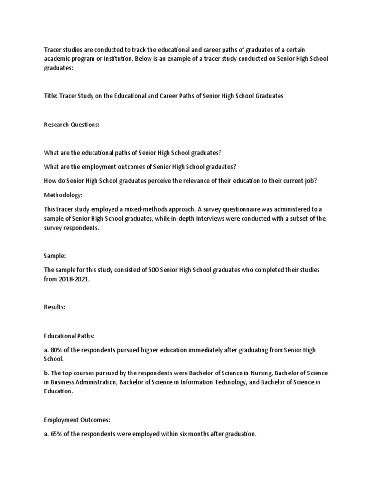 Sample Tracer Study SHS | PDF | Social Science