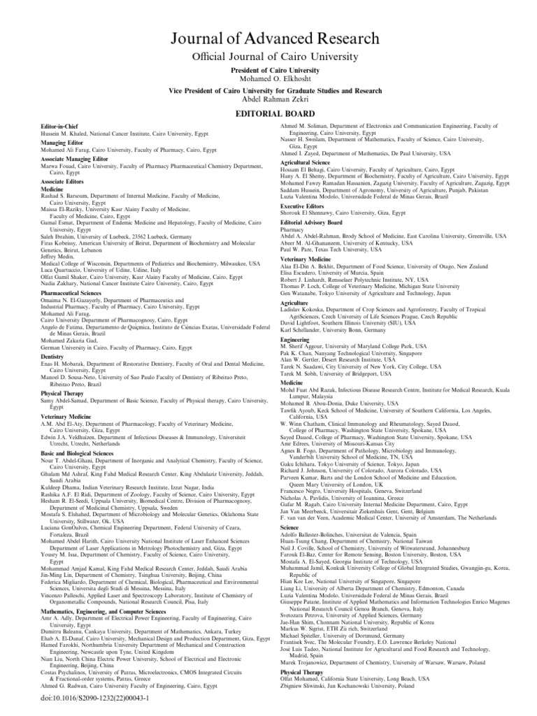 Cairo University Advanced Research Journal | PDF | Egypt | Health Care