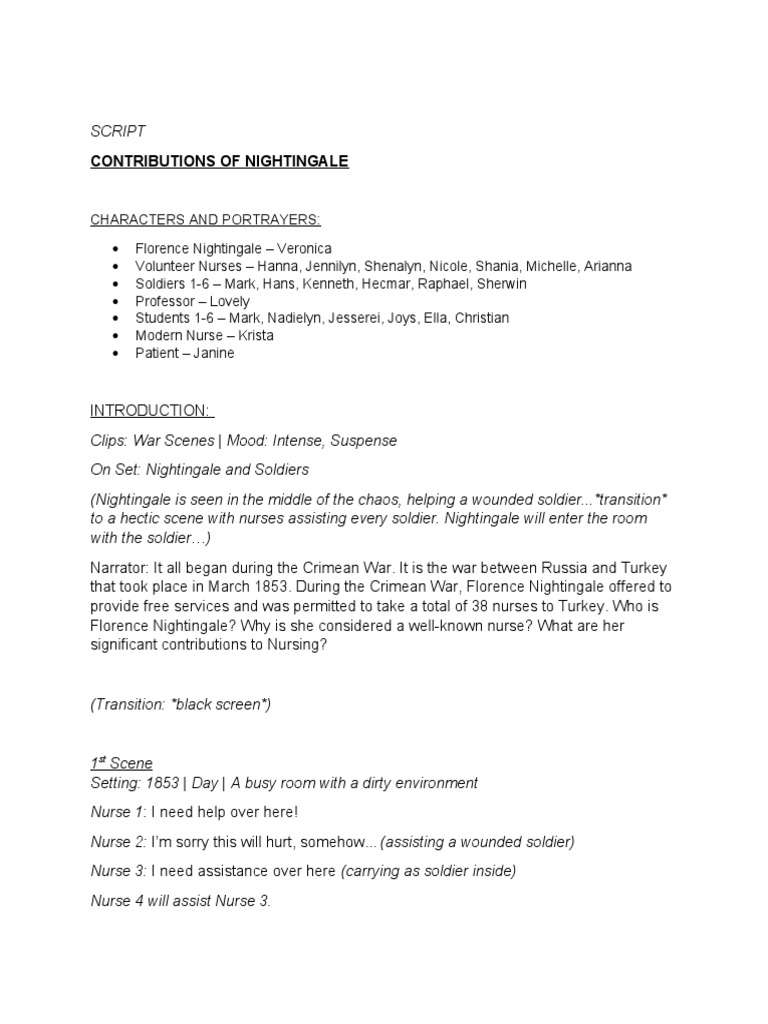 Contributions of Nightingale Script (TFN Film) | PDF | Florence Nightingale | Nursing