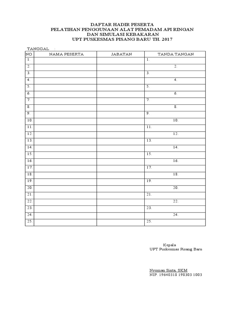 8.5.1.3 Daftar Hadir Pelatihan APAR Dan Simulasi Kebakaran | PDF