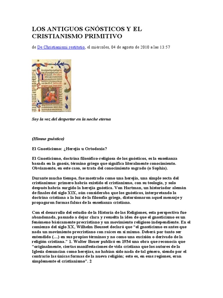 Gnosticismo y Cristianismo Primitivo | PDF | Gnosticismo | La ...