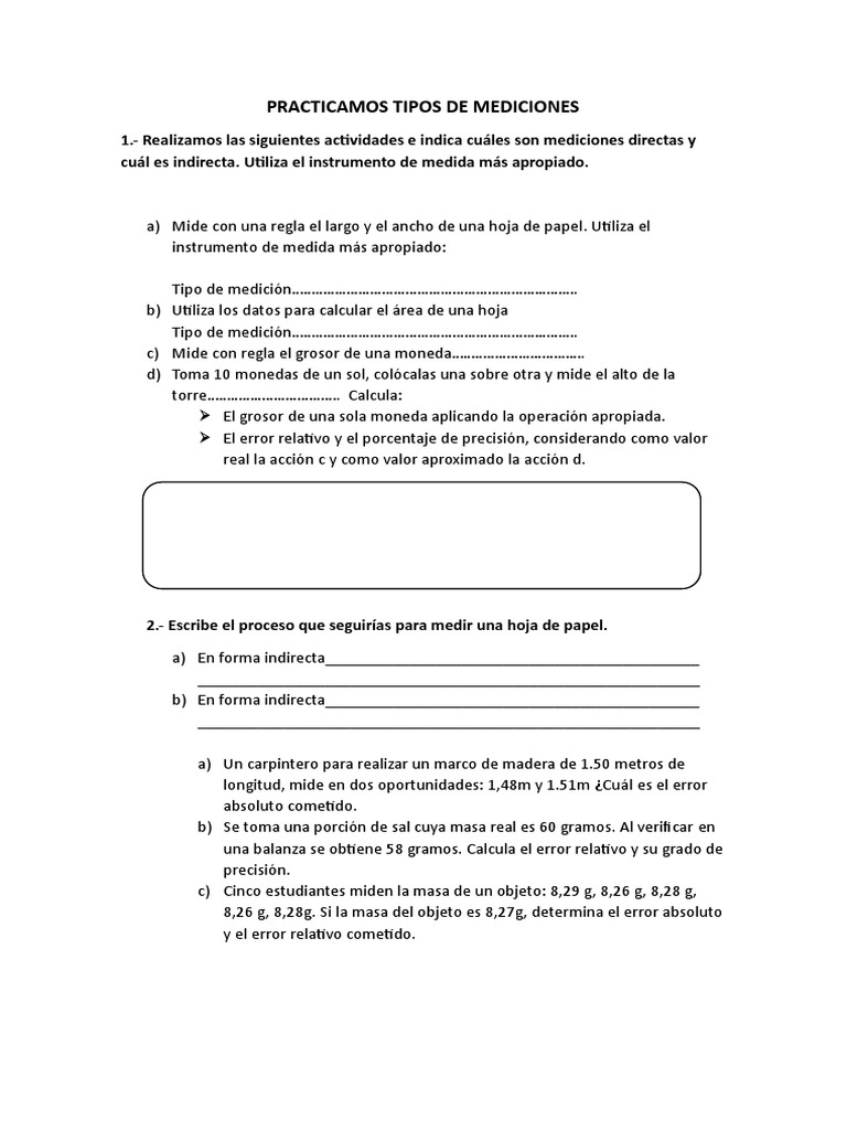 Practicamos Tipos de Mediciones | PDF
