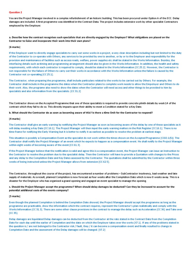 Question 2 | PDF | Employment | Damages