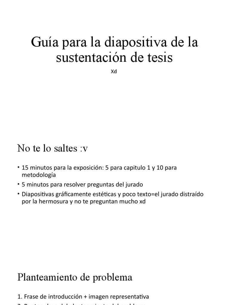 Guía para La Diapositiva de La Sustentación de Tesis de Grado | PDF ...