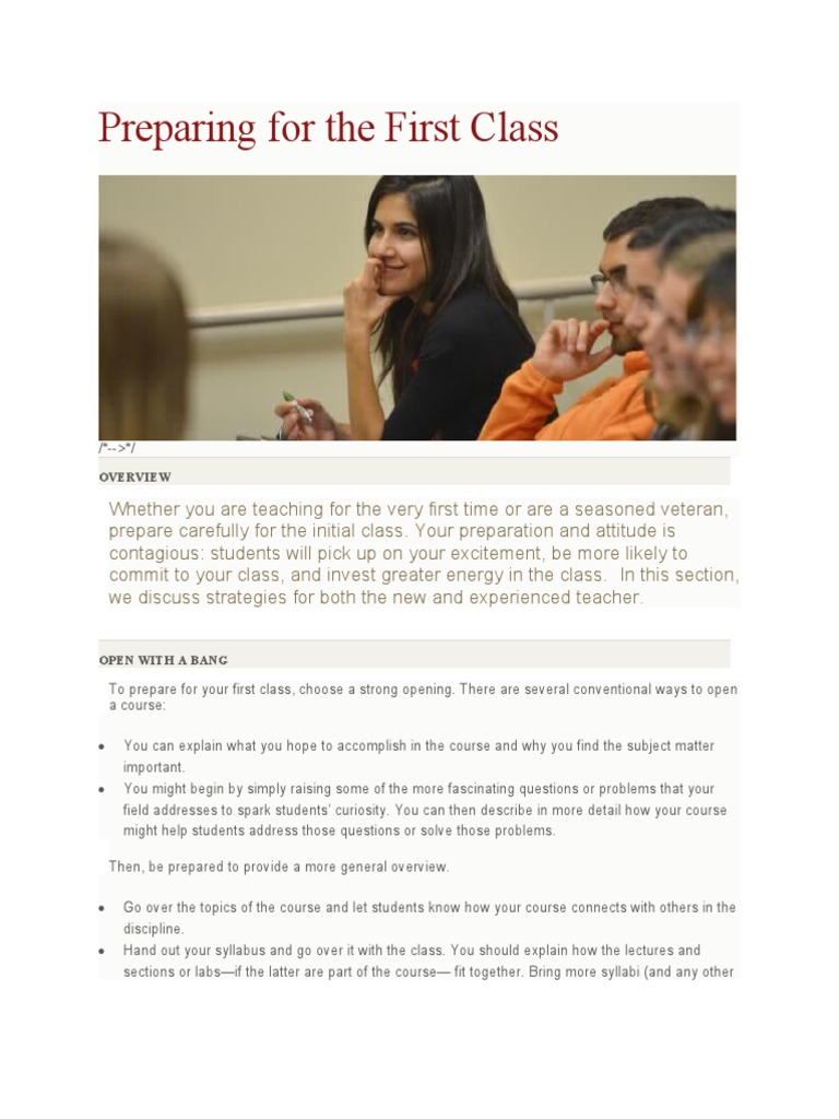 First of Class Readings | PDF | Teachers | Classroom