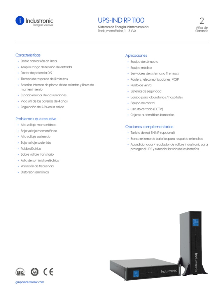 Ficha Tecnica UPS 1100 RP | PDF | voltaje | Ingenieria Eléctrica
