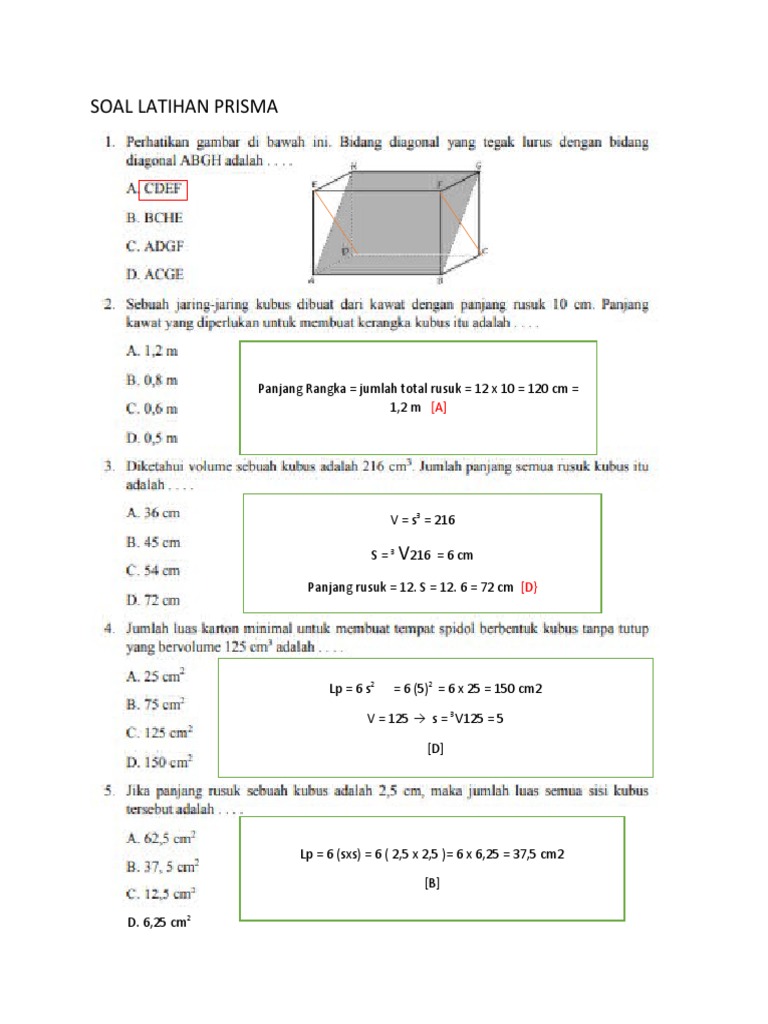 Soal Latihan Prisma dan Volume Bangun Ruang | PDF