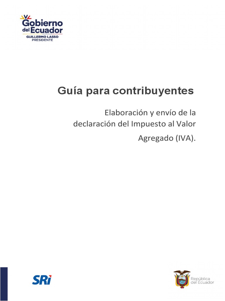 Guía para El Llenado Del Formulario Impuesto Al Valor Agregado IVA | Descargar gratis PDF ...