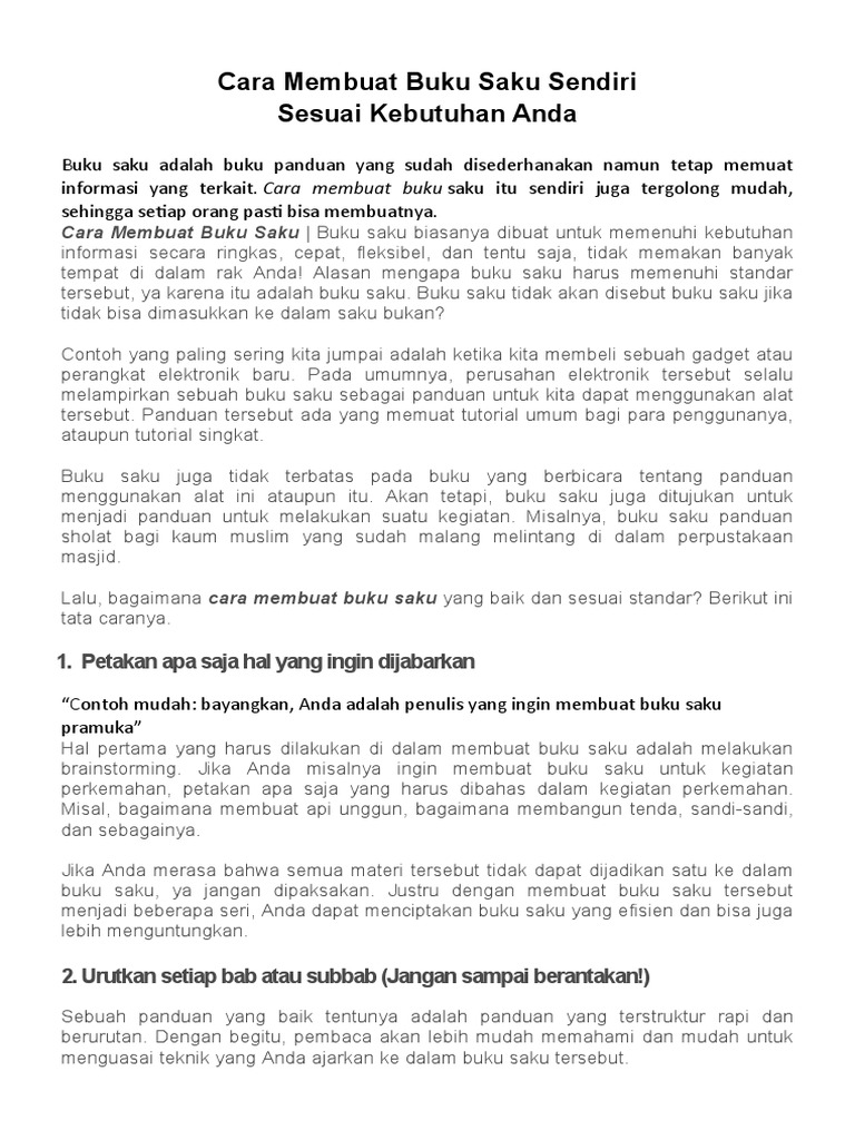 Cara Membuat Buku Saku Sendiri | PDF