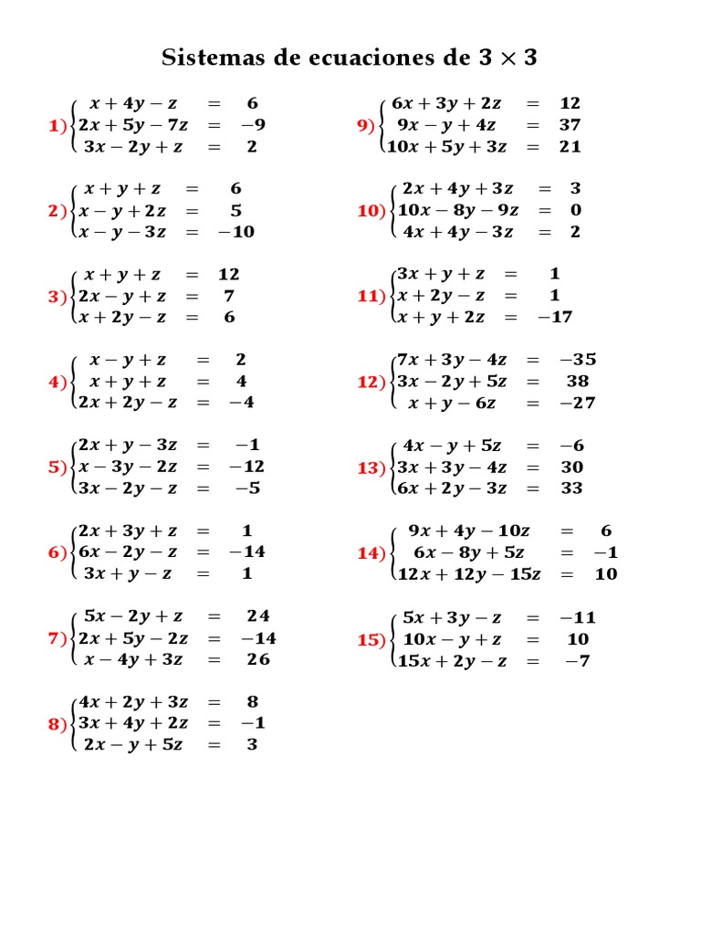 Sistemas De Ecuaciones De 3x3 Pdf 4175