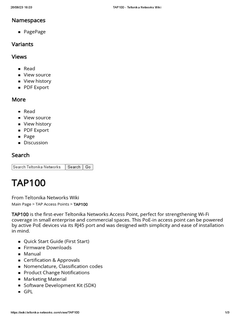 TAP100 - Teltonika Networks Wiki | PDF | Wiki | Internet Of Things