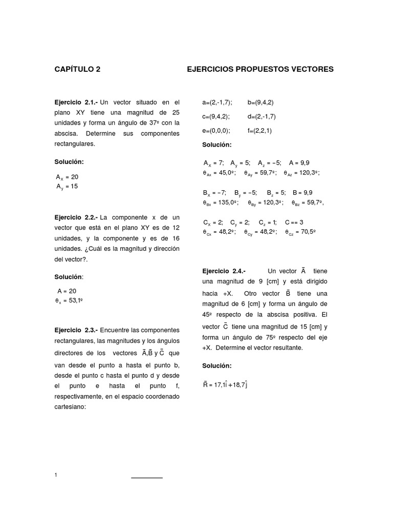 Ejercicios Vectores | PDF | Vector Euclidiano | Mecánica