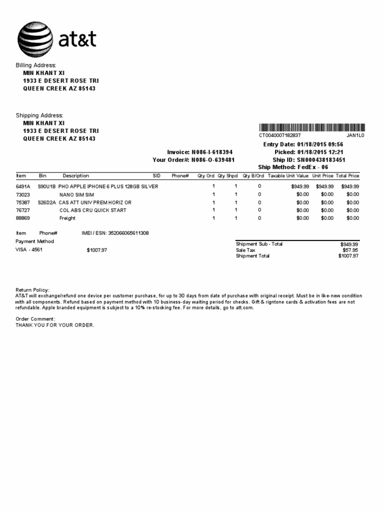 Iphone 6 Plus 128GB Silver Min Khant Si | PDF | Receipt | Payments