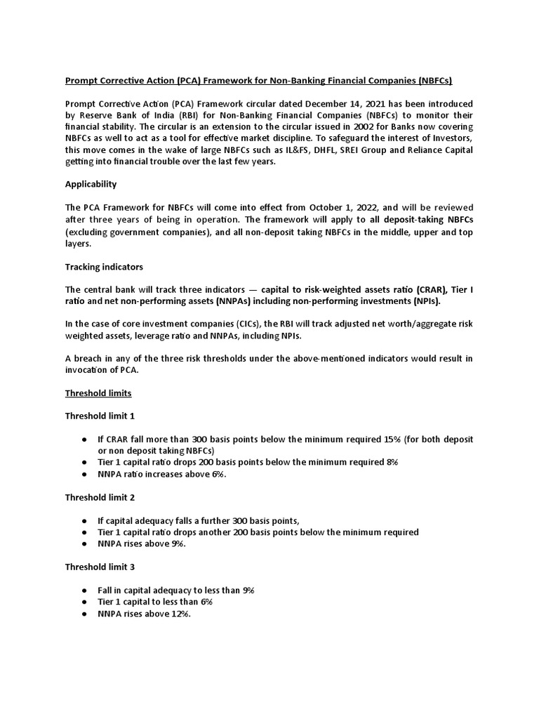 Prompt Corrective Action | PDF | Capital Adequacy Ratio | Investing